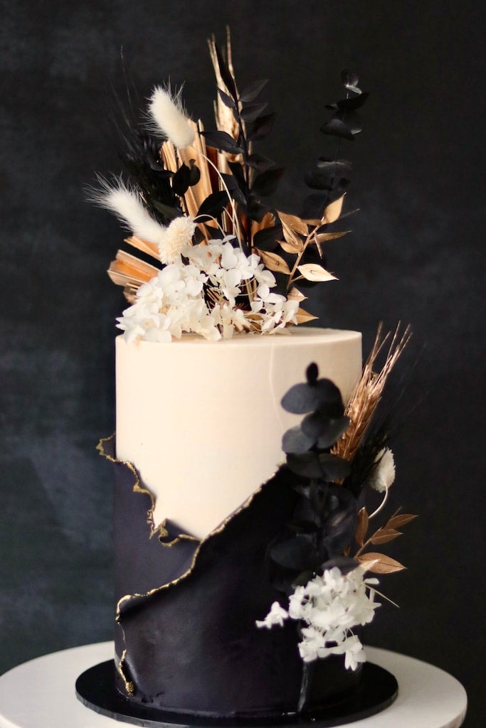 black-gold-floral-preserved-arrangement-cake-melbourne-yarraville-inner ...